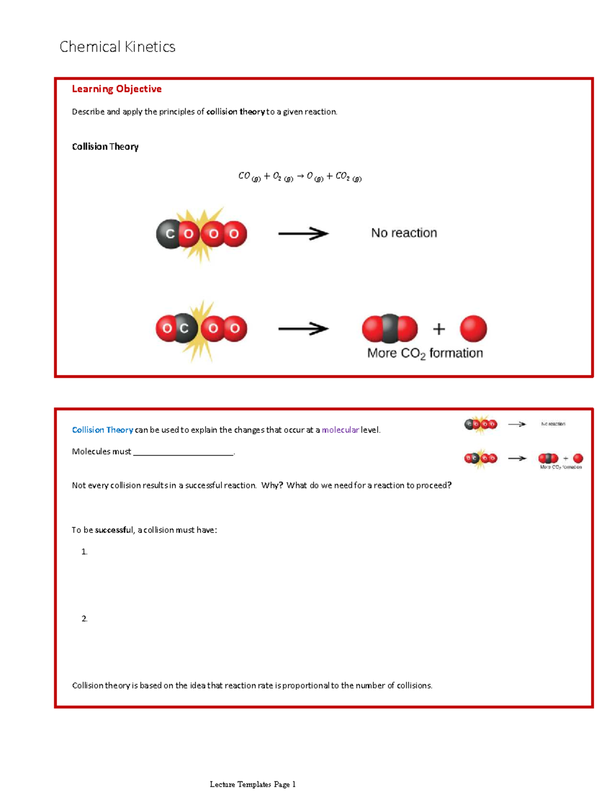 Kinetics (CHEM 101) Lecture Notes: Collision Theory & Reaction Rates ...