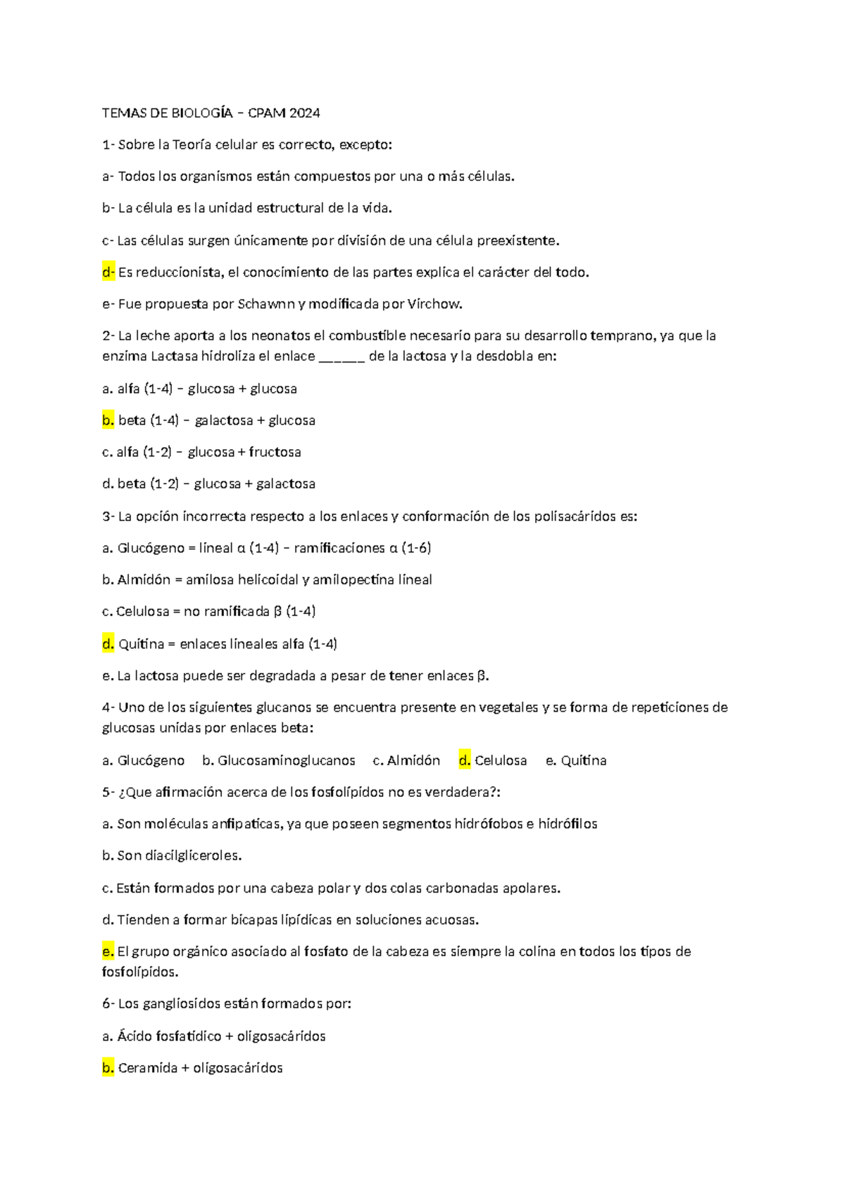 Temas de Biología - Exámenes CPAM 2024: Capítulos 1-5, 18 Karp 8ª Ed ...