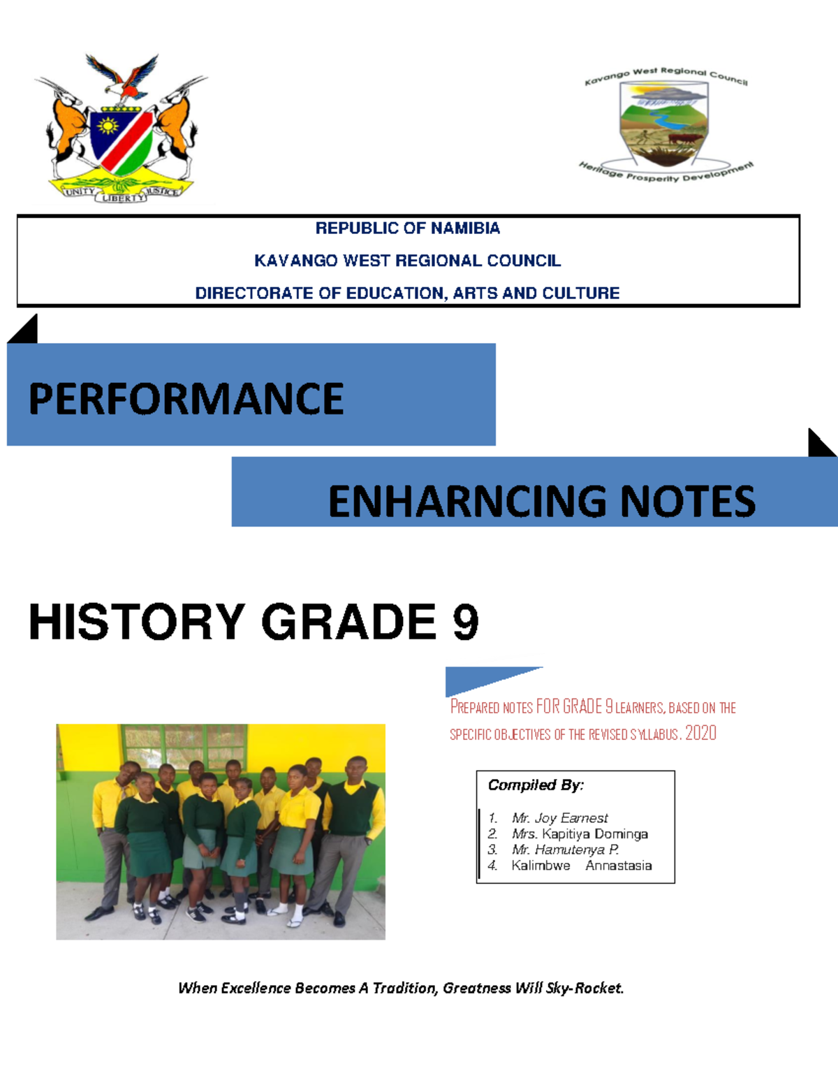 Grade 9 History Lesson Notes: Namibian Nationalism & Independence - Studocu
