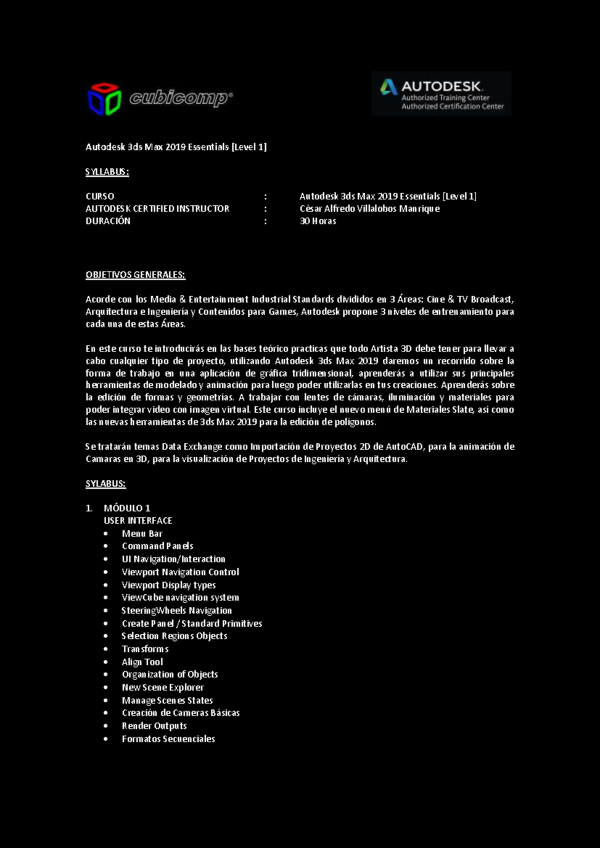 Syllabus: Autodesk 3ds Max 2019 Essentials Course Overview - Studocu