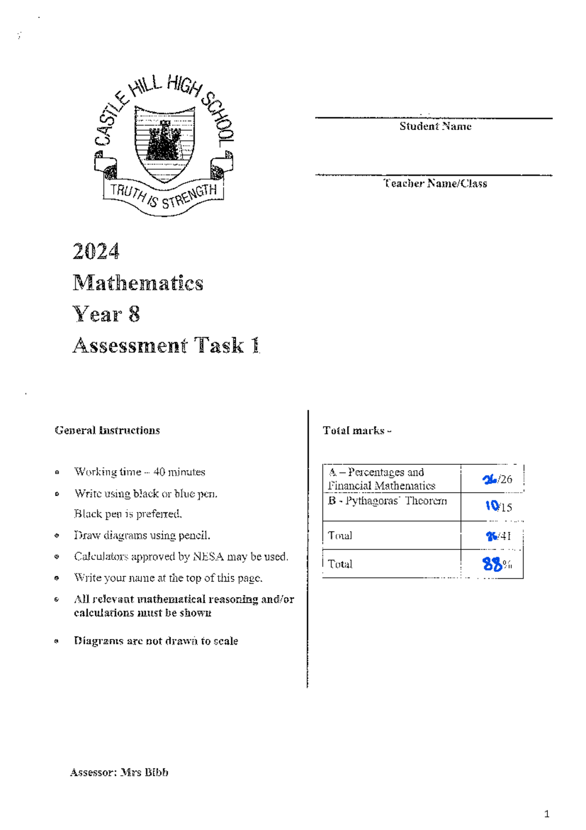 2024 Year 8 Mathematics Assessment: Financial & Percentages Task - Studocu