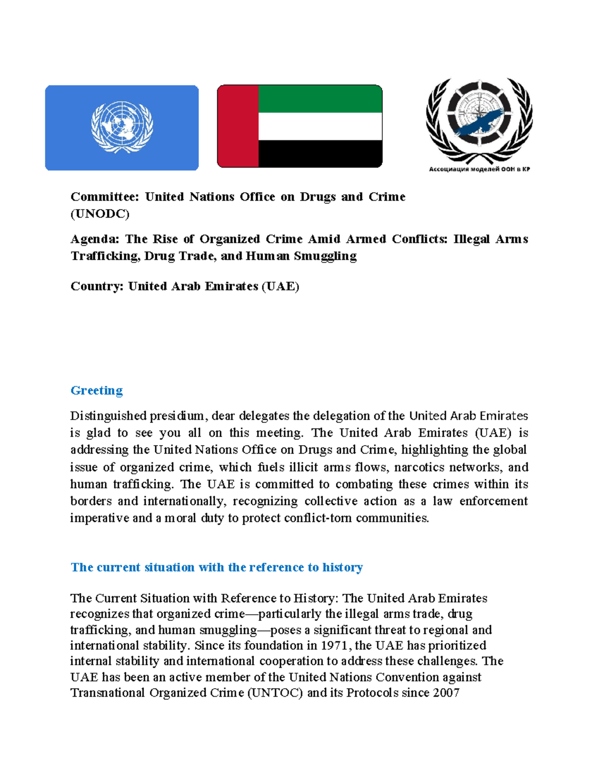 UNODC Position Paper: UAE's Stance on Organized Crime & Security Issues ...