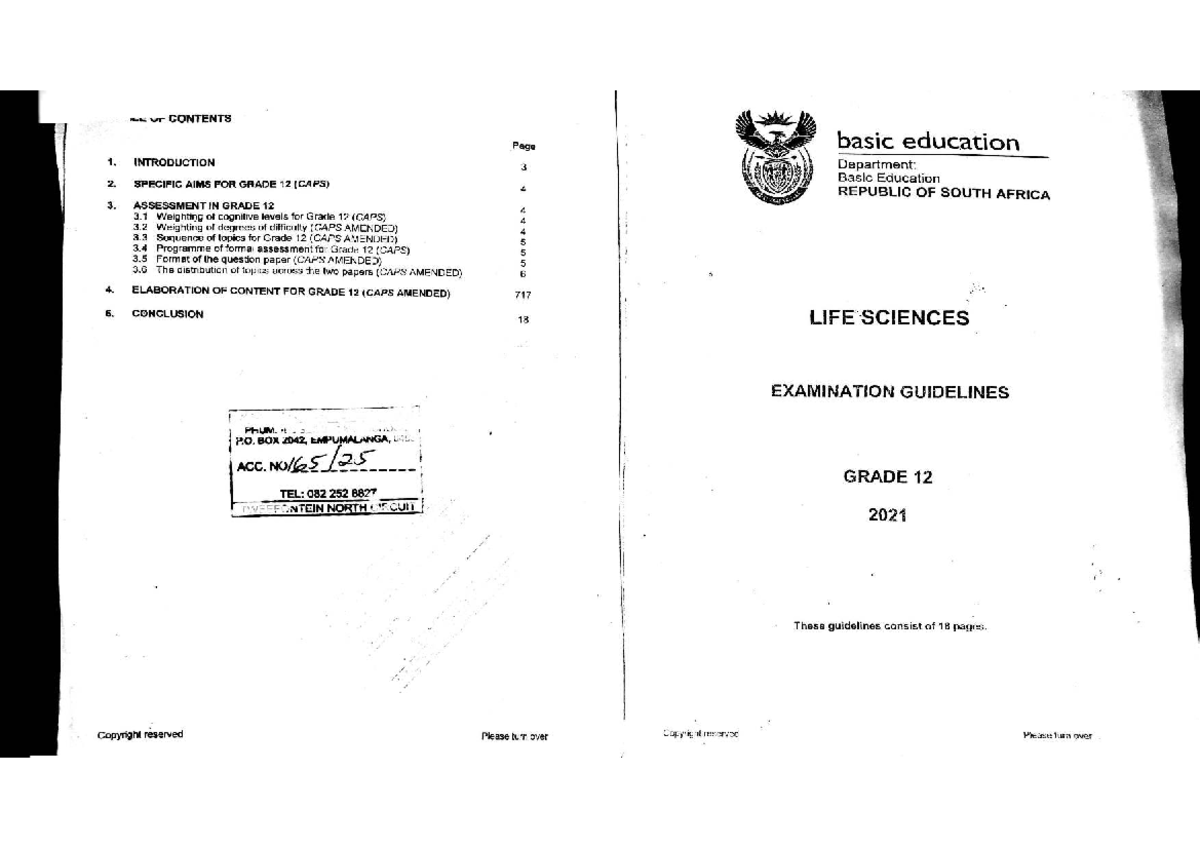 Life Sciences 12 Final Exam Guidelines: CAPS Assessment Overview - Studocu