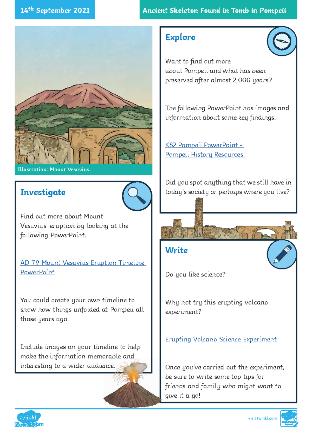 KS2 Pompeii History: Skeleton Discovery & Eruption Timeline Activities ...