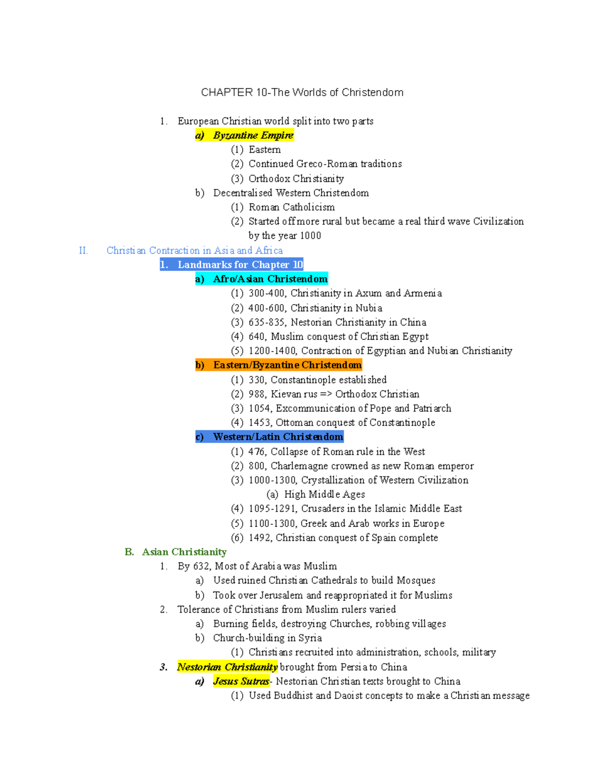 Ch 10 Outline The Worlds of Christendom - Google Docs - CHAPTER 10-The ...