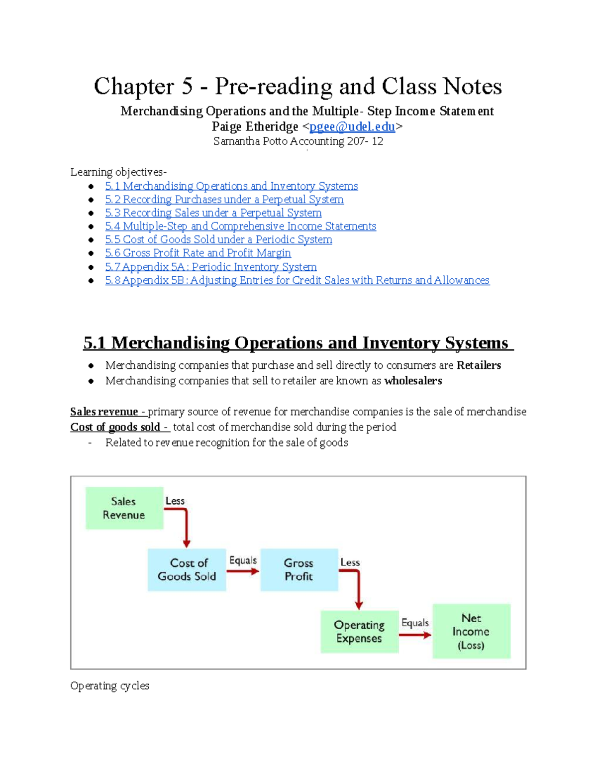 Chapter 5 - Pre-reading - Chapter 5 - Pre-reading and Class Notes ...