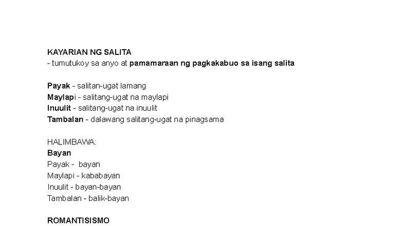 Filipino 101: Reviewer on Language Forms and Theories - Studocu