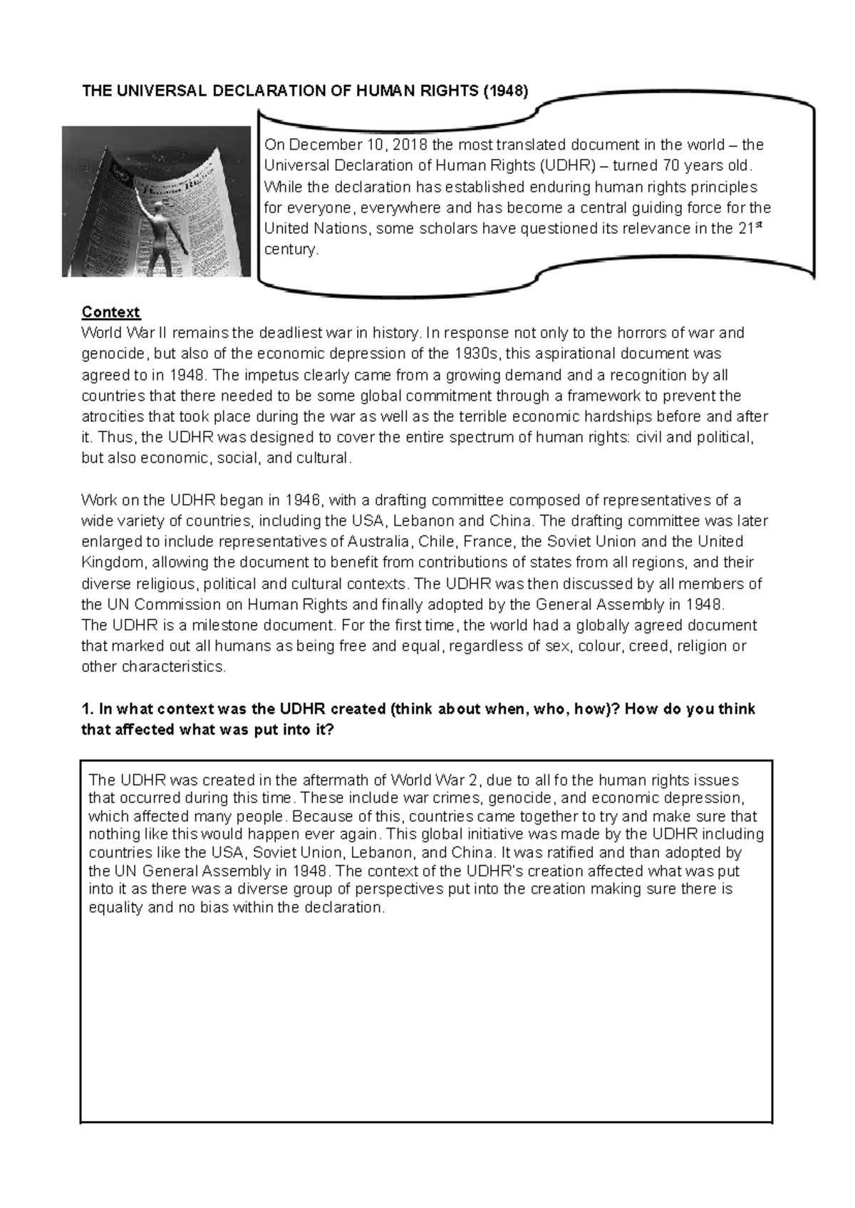 2.2.4 Analysis of the Universal Declaration of Human Rights (UDHR ...