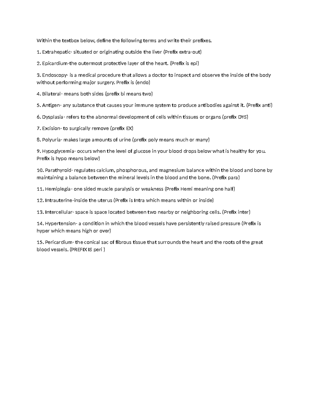 Pericardium Definitions and Prefixes: Medical Terminology Guide - Studocu