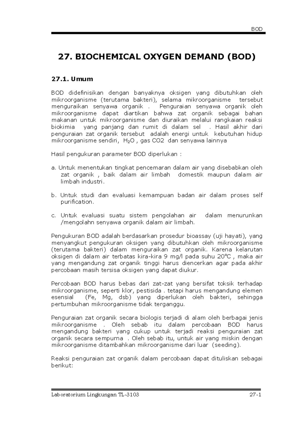 27-BOD - Biochemical Oxygen Demand Analysis and Measurement Methods ...
