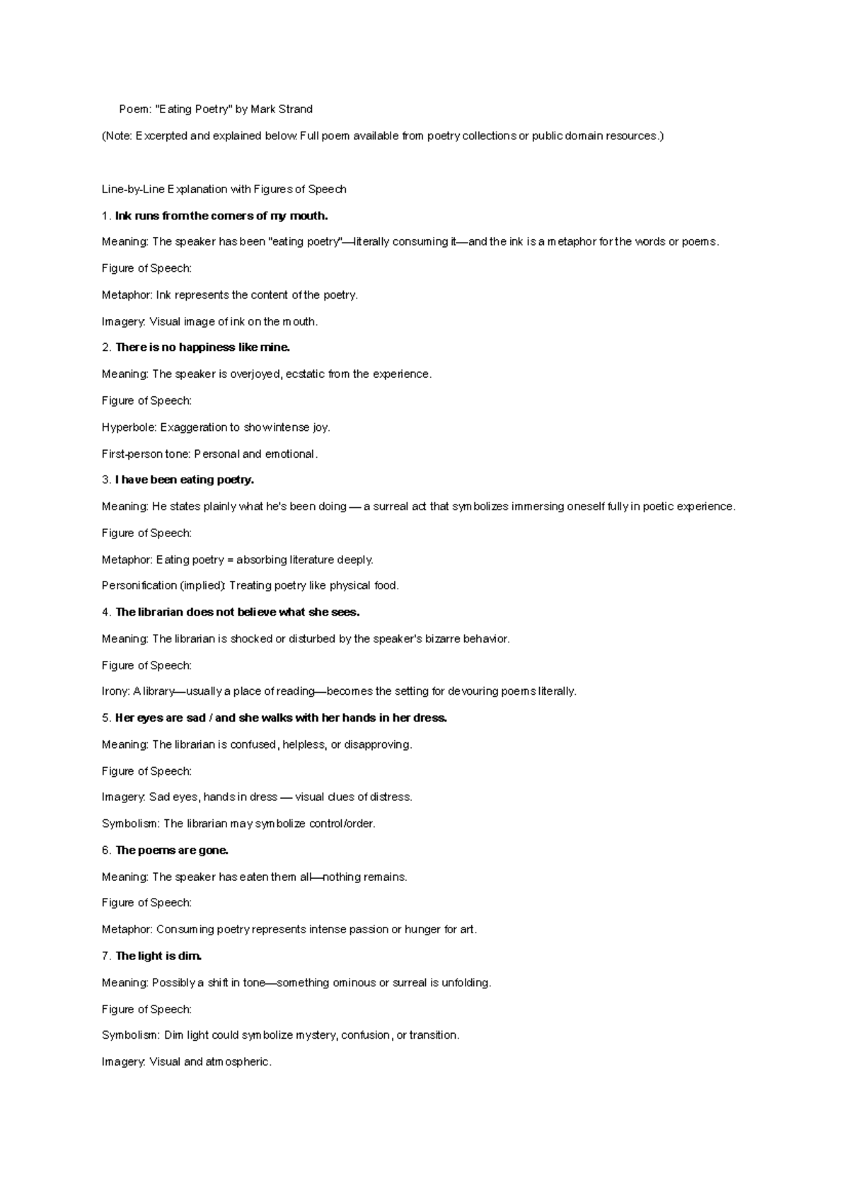 Grade 11 Poem Analysis: Mark Strand's Transformative Poetry - Studocu