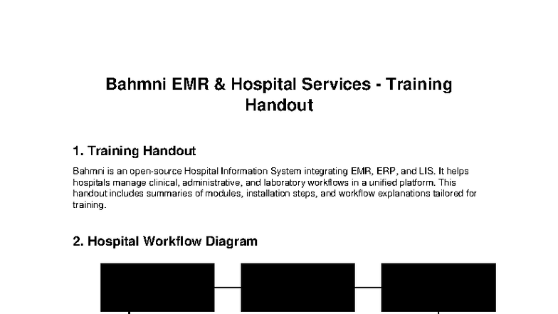 Bahmni EMR Hospital Services Training Handout - Studocu