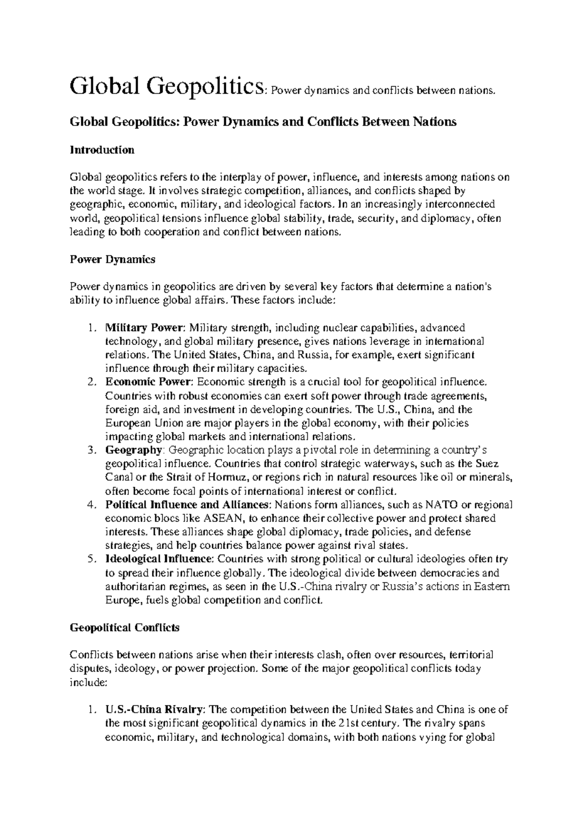 G Geopolitics - wsfioqweyhifgo ;wo;w - Global Geopolitics: Power ...