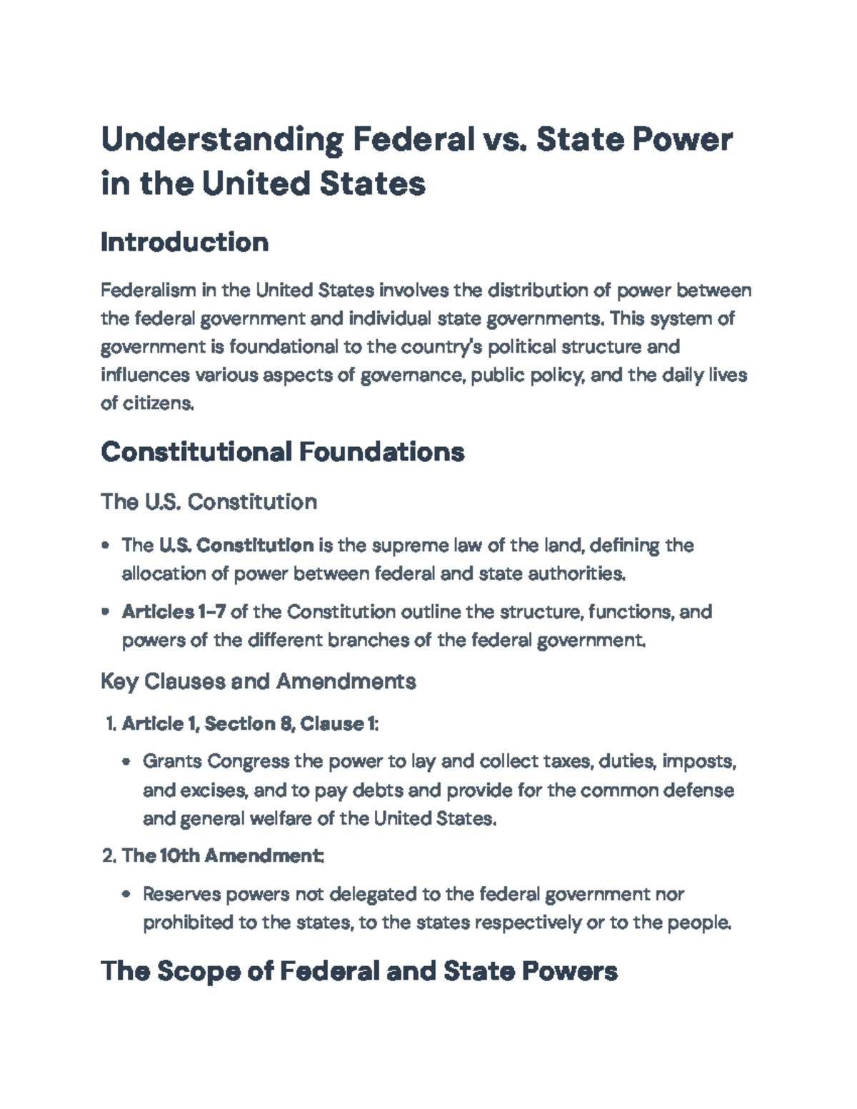 Understanding Federal vs. State Power in the U.S. Government ...