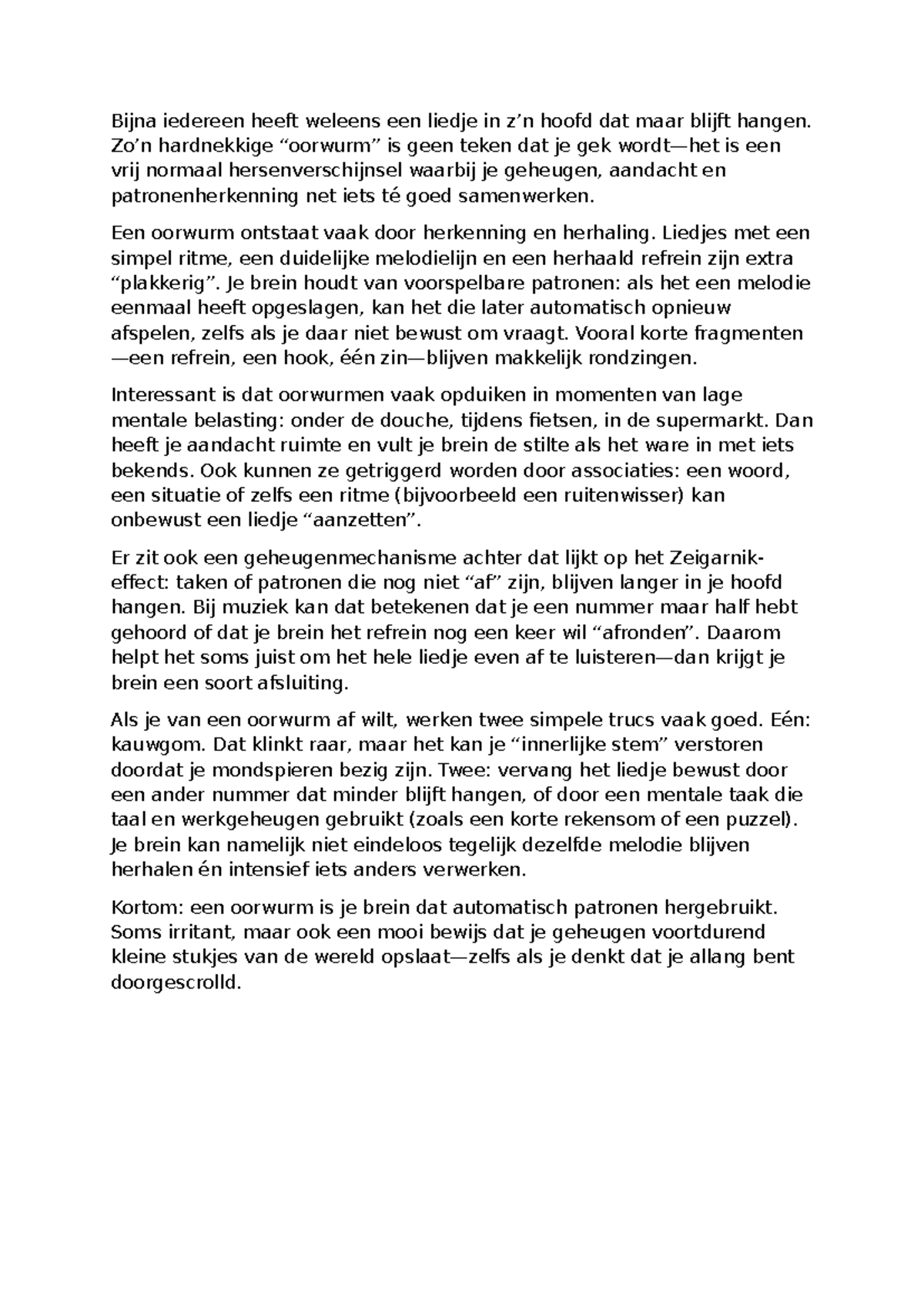 Oorwurm: Het Fascinerende Hersenfenomeen van Muzikale Herkenning ...