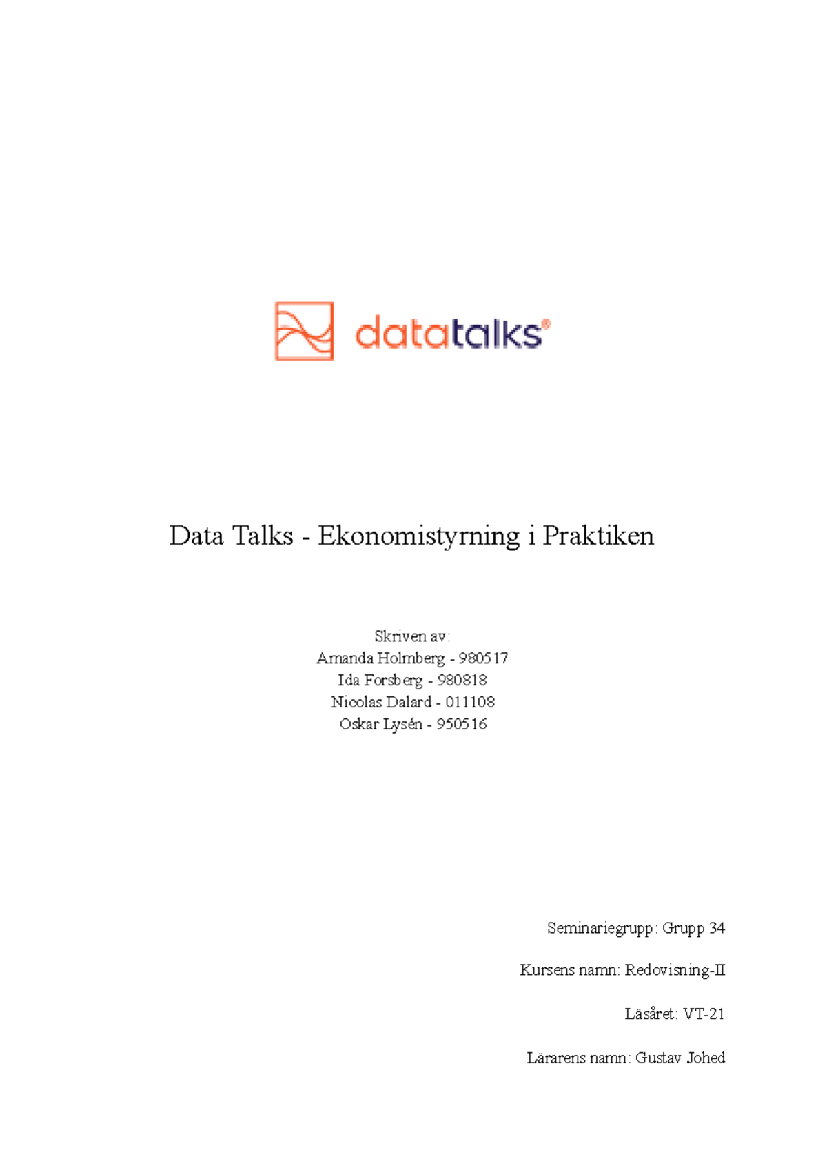 RED2 grupparbete intervju - Data Talks - Ekonomistyrning i Praktiken ...
