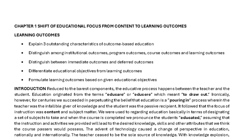 Assessment in Learning Outcomes: Chapter 1 & 2 Overview - Studocu