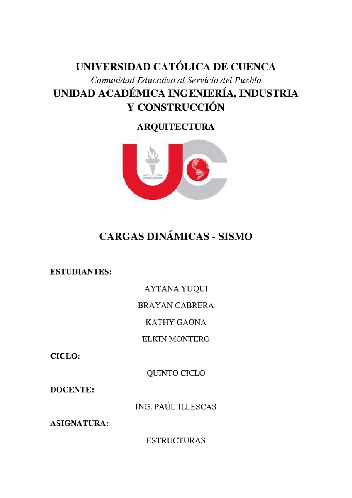 Cargas Dinámicas y Sísmicas en Estructuras - ESTRUCTURAS 5to Ciclo ...
