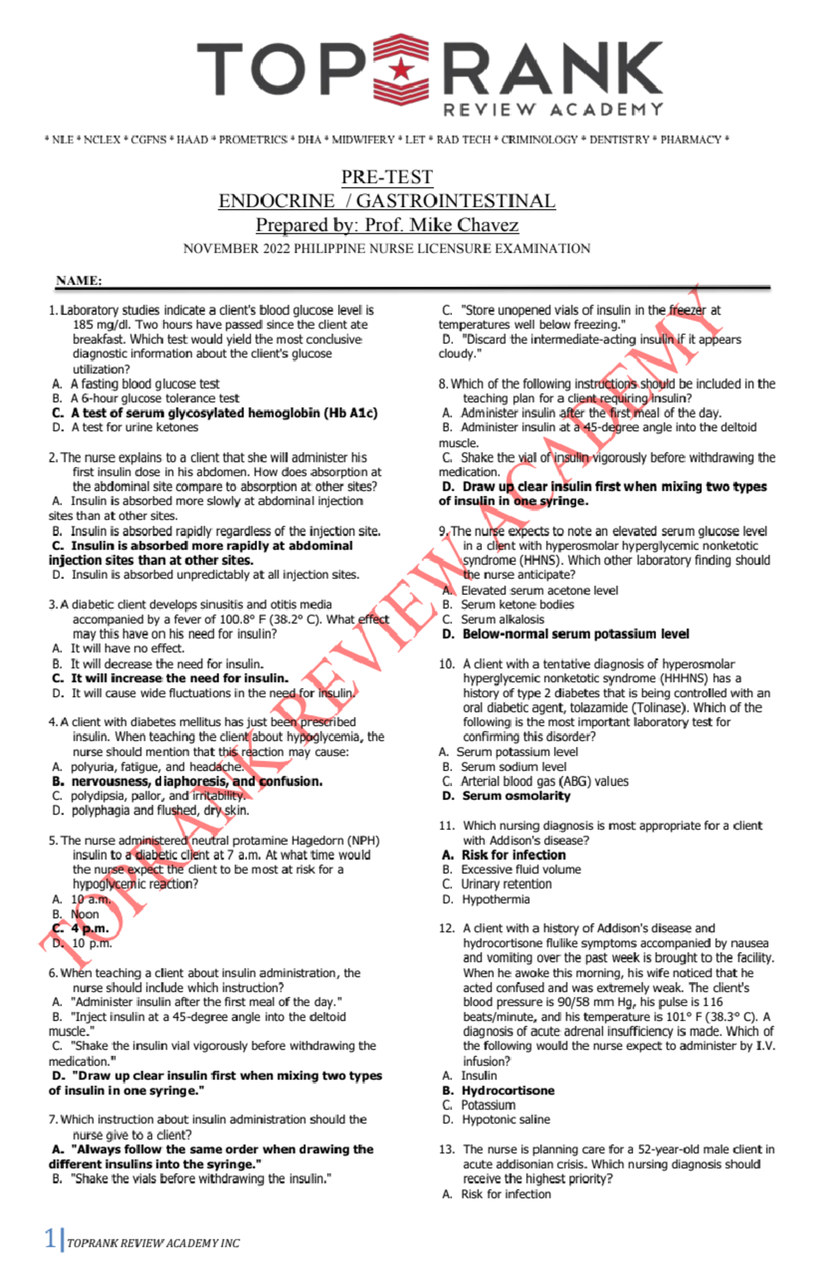 Endocrine Exam Review: NLE NCLEX Topics & Insulin Administration ...