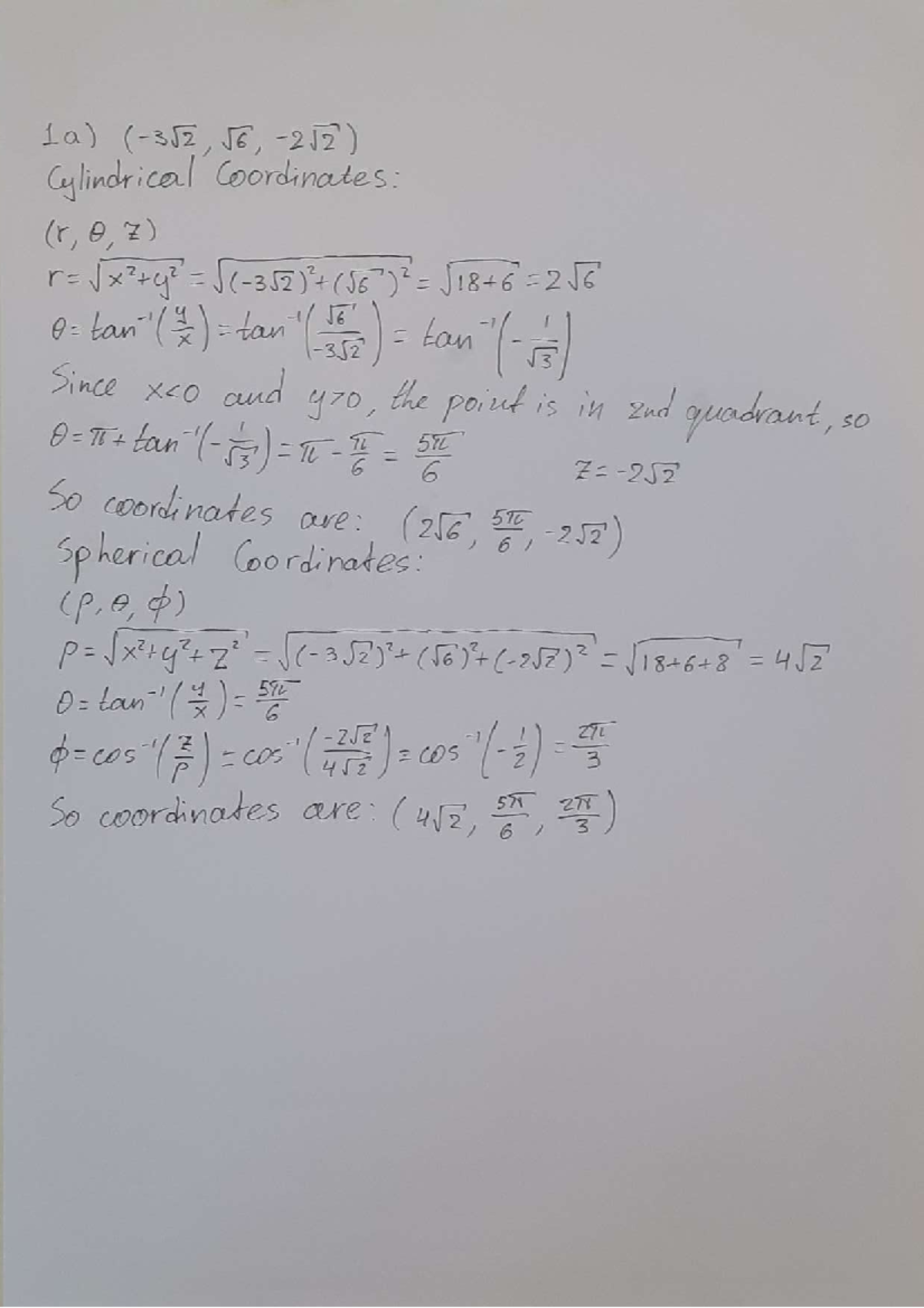 MATH 202: Cylindrical, Spherical, and Rectangular Coordinates Notes ...