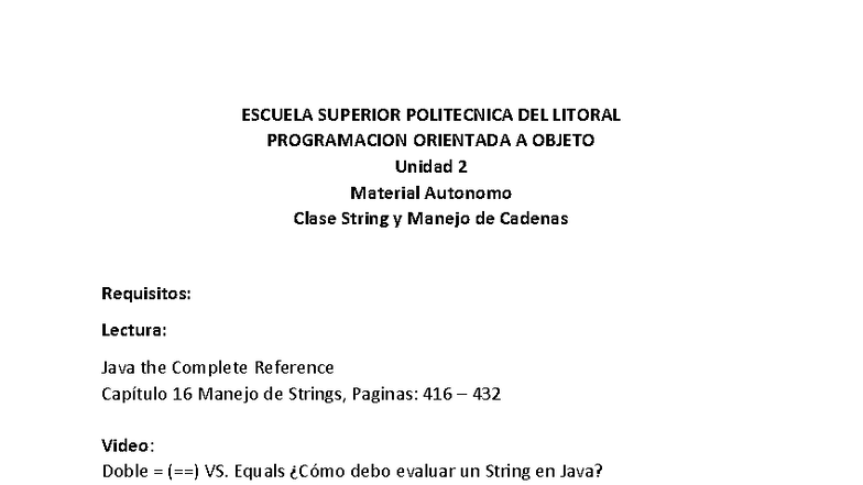 ESC POLITECNICA - Programación Orientada a Objetos: Unidad 2 - Strings ...