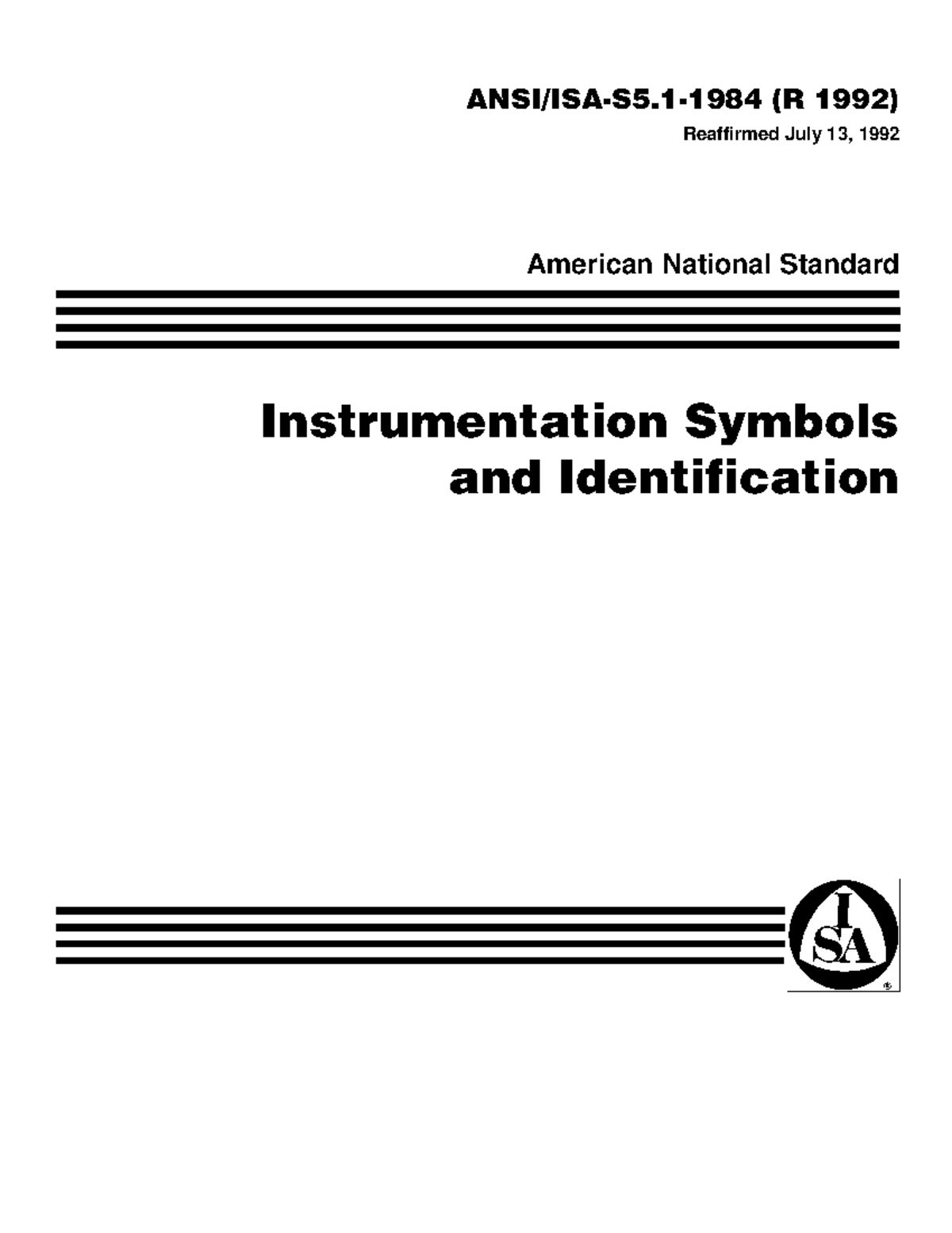 Instrumentation Symbols and Identifications - American National ...