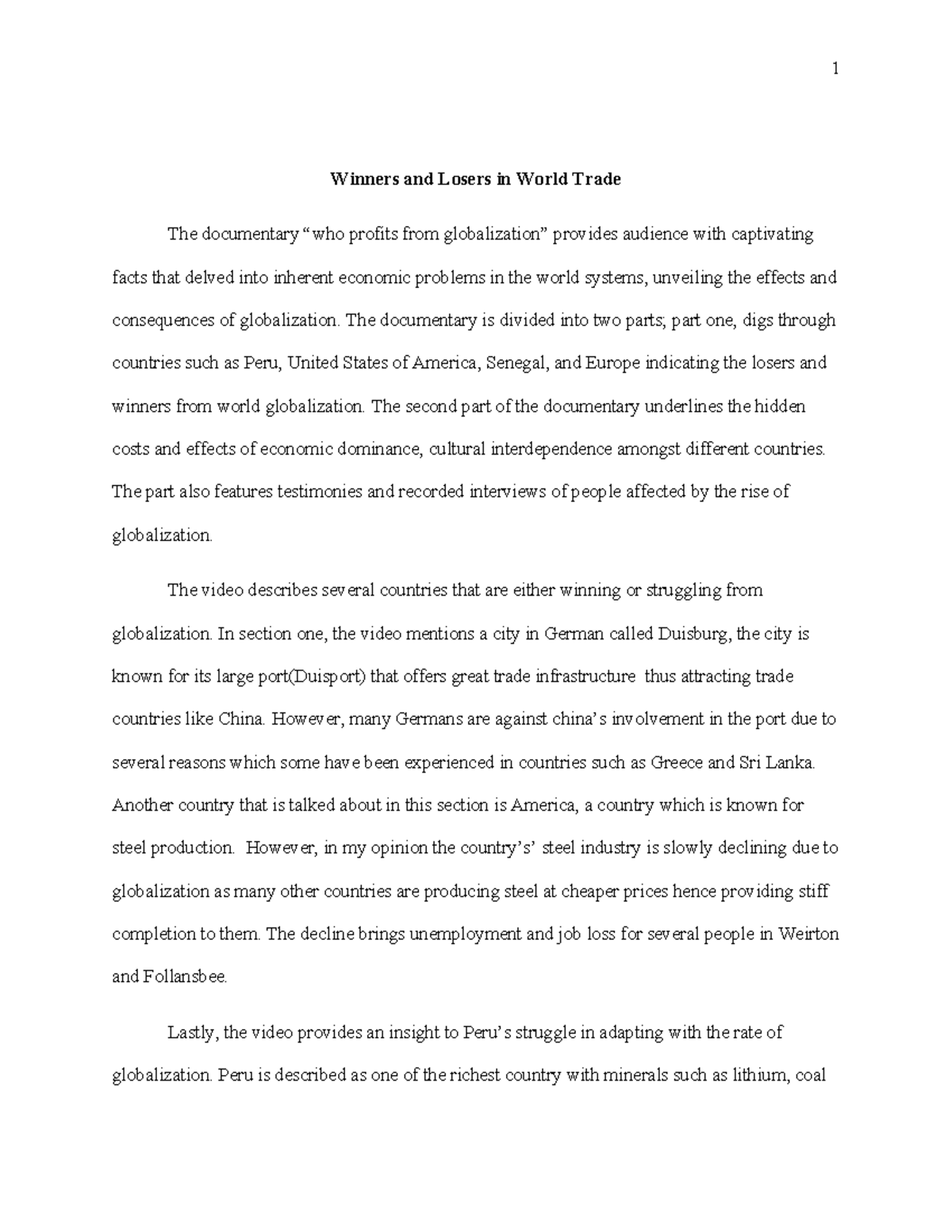 Winners and Losers in World Trade 113900 - Winners and Losers in World ...