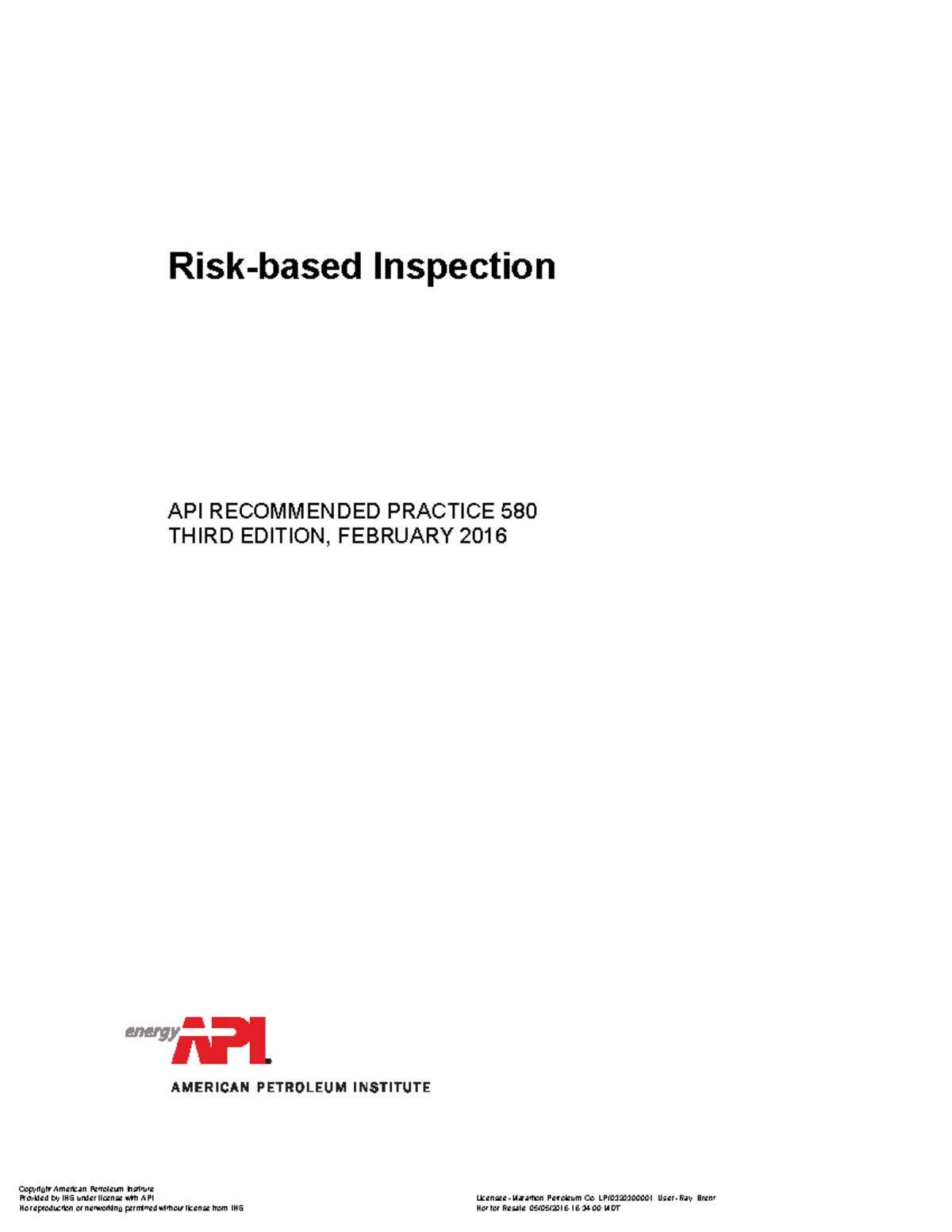 API 580 - 3rd Edition - February 2016 - Risk-based Inspection API ...