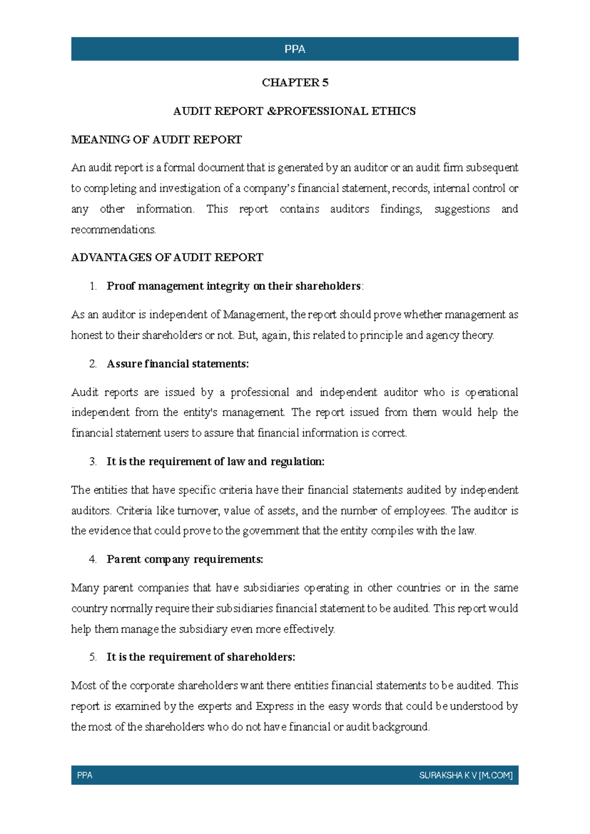 Chapter 5 PPA - Audit Report Ethics and Limitations - Studocu