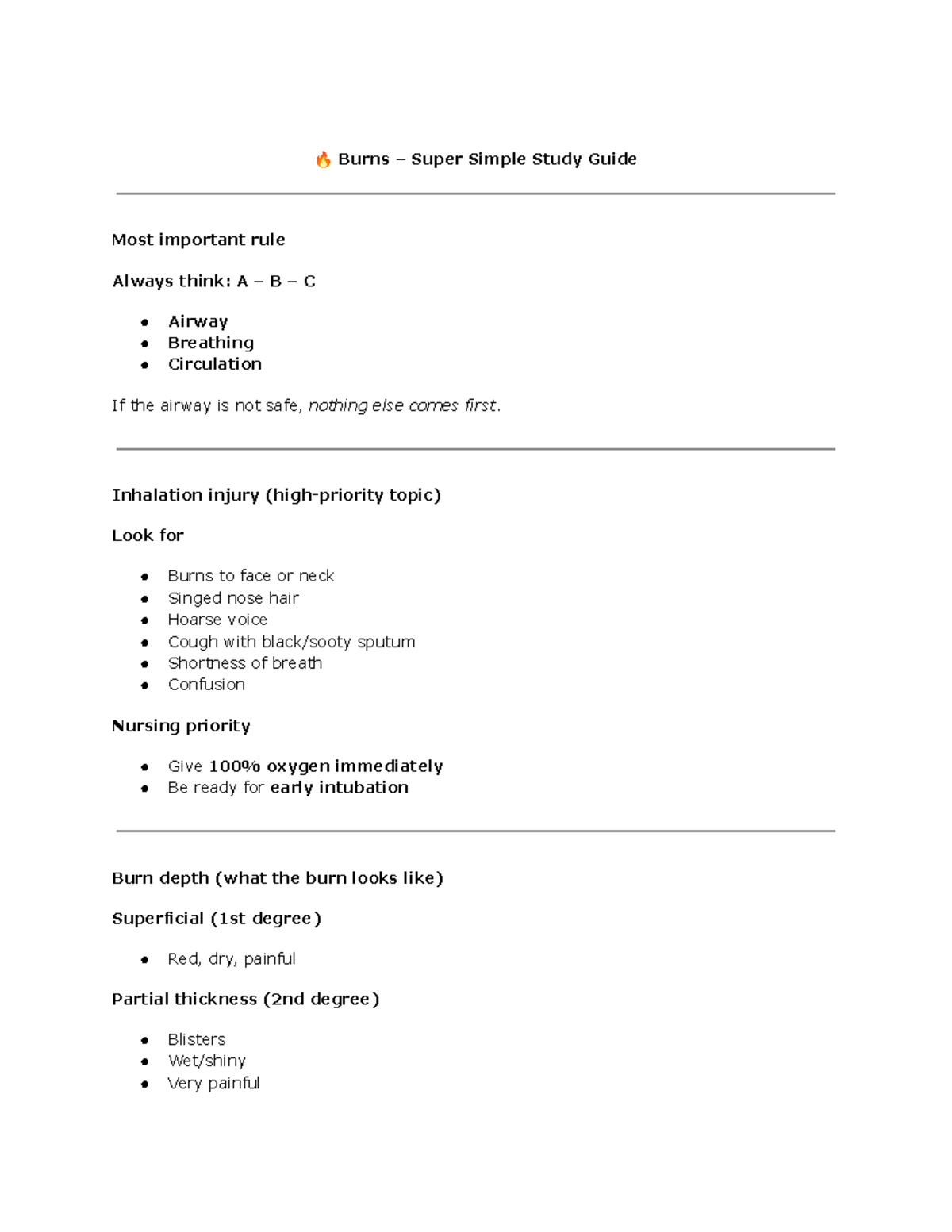 Week 4 5🔥 Burns - Super Simple Study Guide for Nursing Exam - Studocu