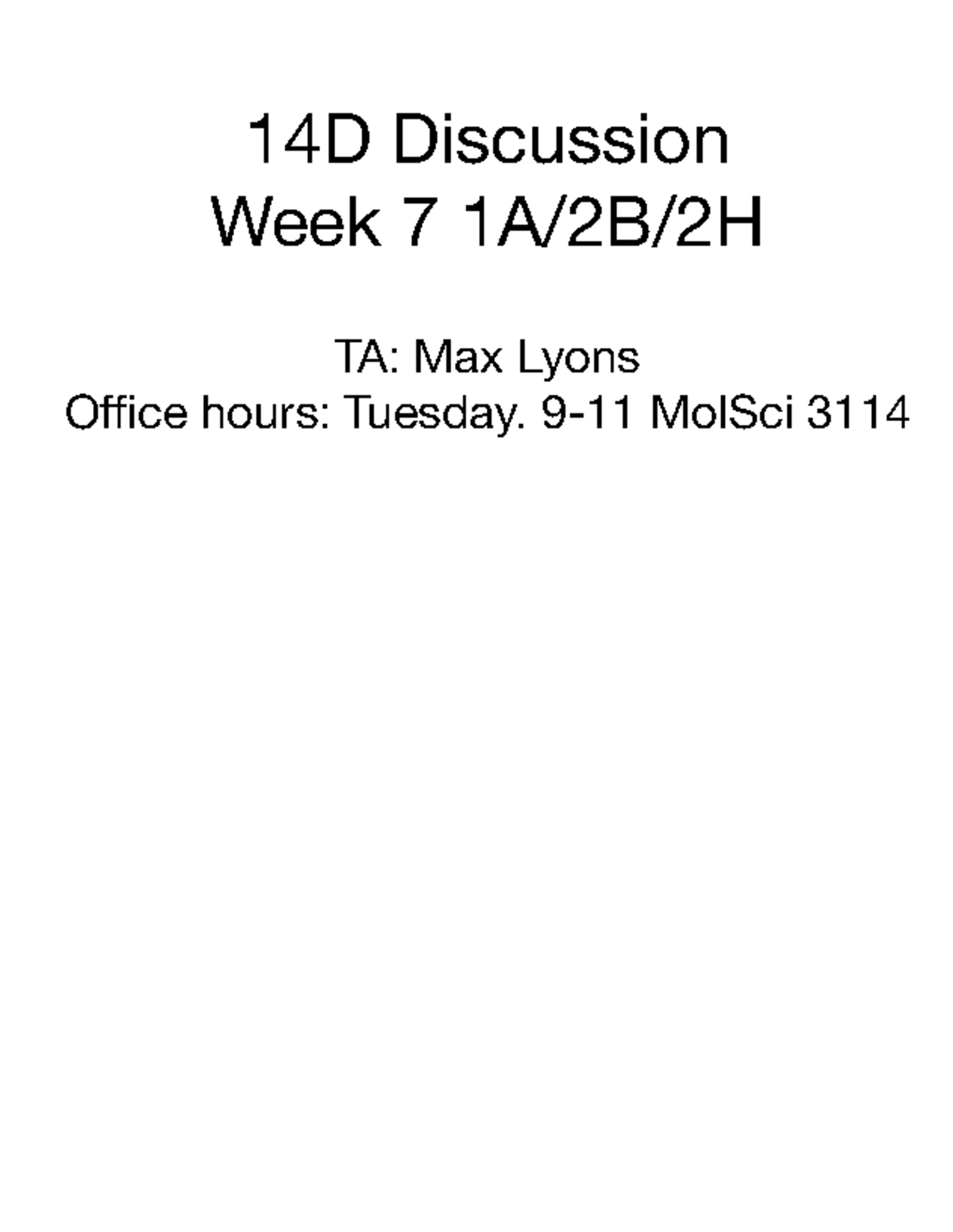 Week 7 Discussion Master Final - CHM 242 - 14D Discussion Week 7 1A/2B ...