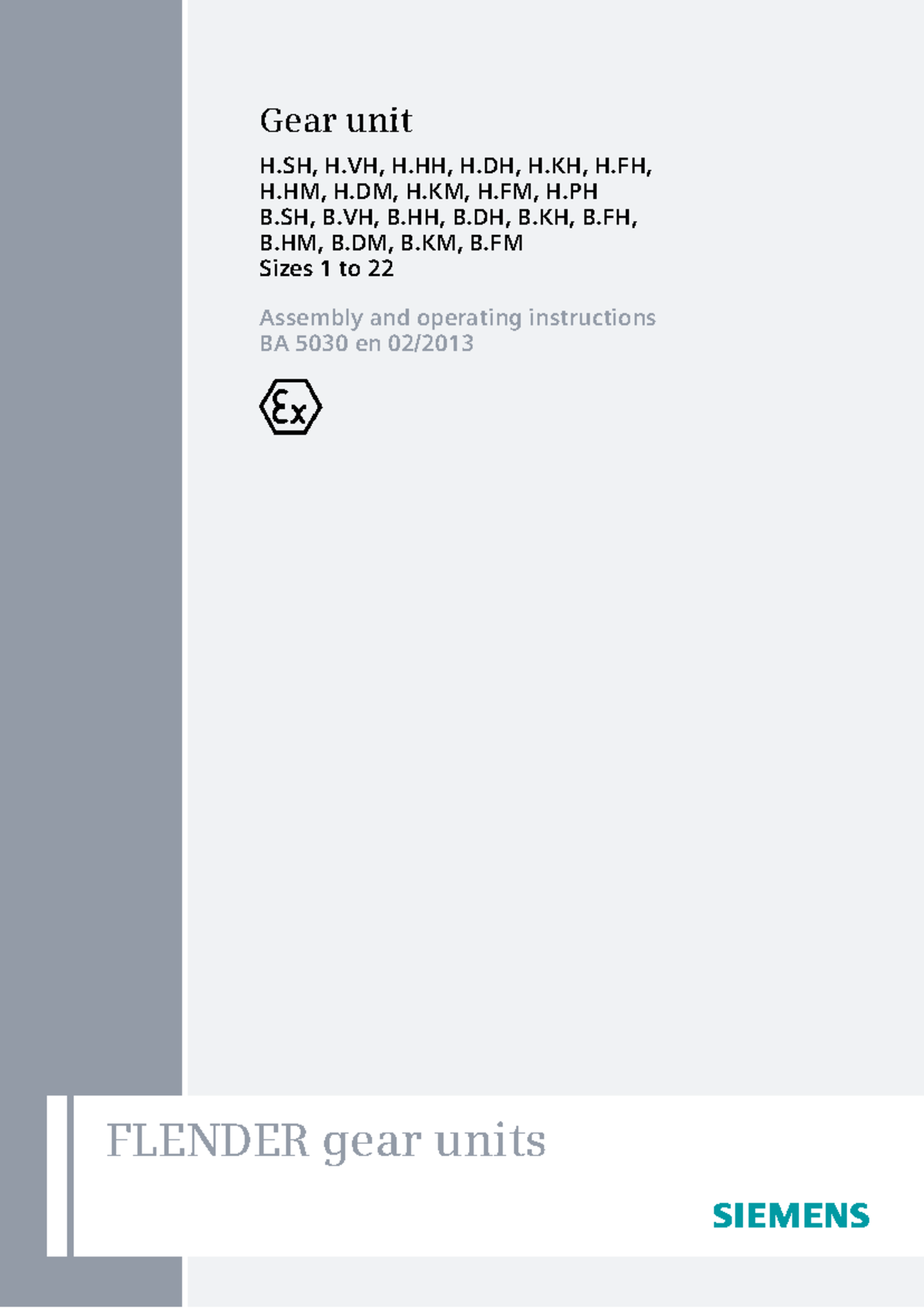 Flender H.SH Series Gear Units: Assembly & Operating Instructions BA ...
