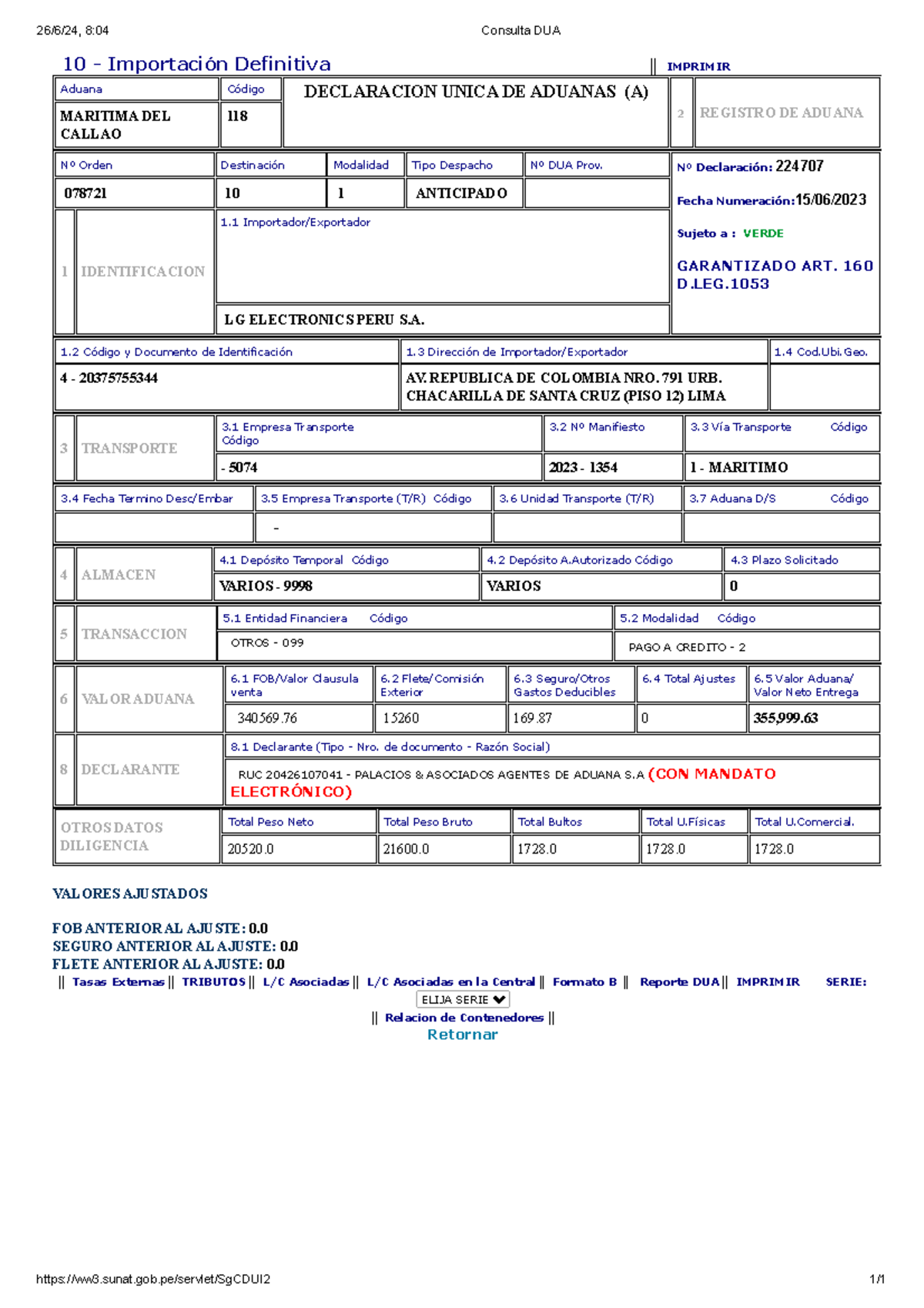 NEGOCIOS INTERNACIONALES - CONSULTA DUA - 10 - Importación Definitiva ...