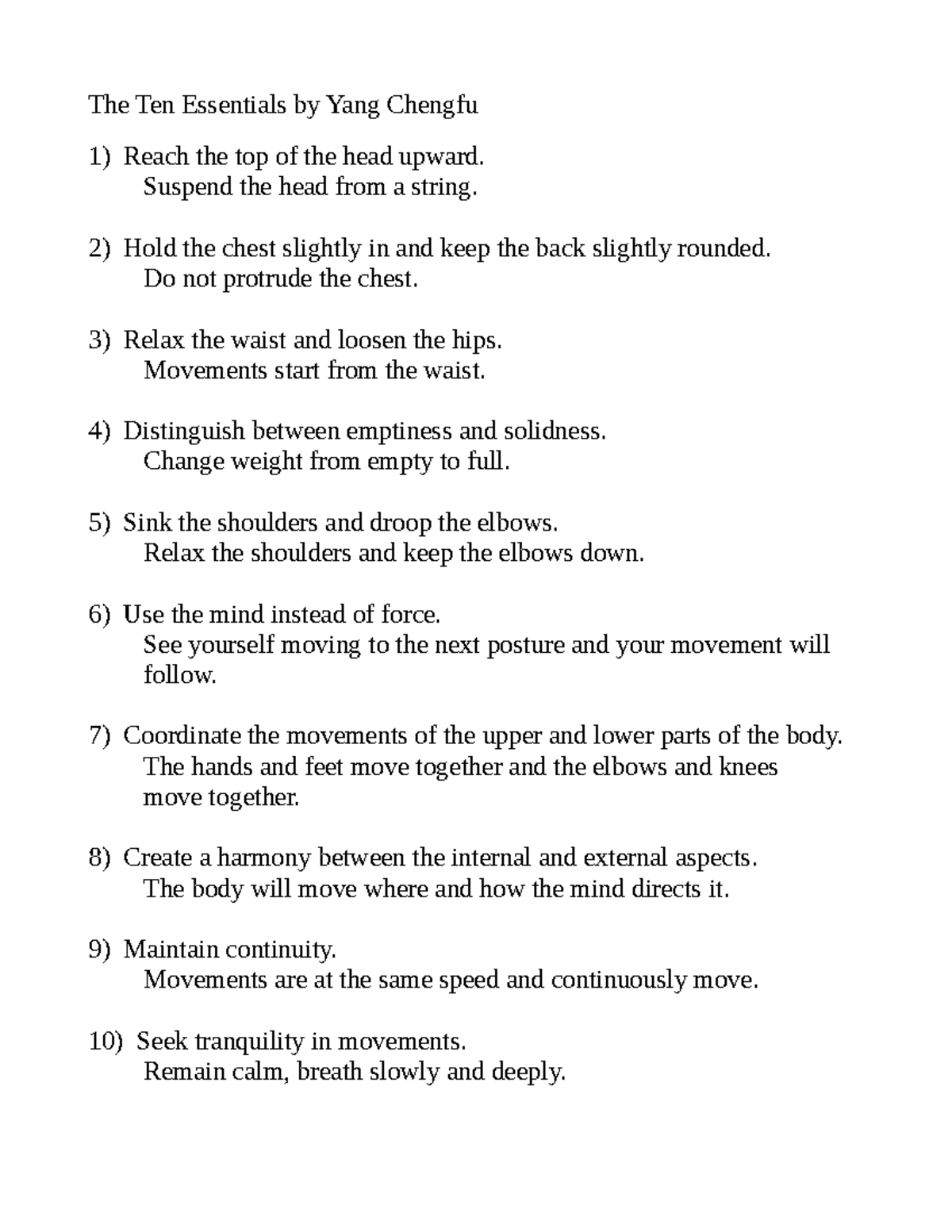 Yang Chengfu - 10 Essentials - The Ten Essentials by Yang Chengfu Reach ...