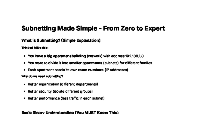 Subnetting Simplified: A Guide to Understanding Subnets (CN) - Studocu