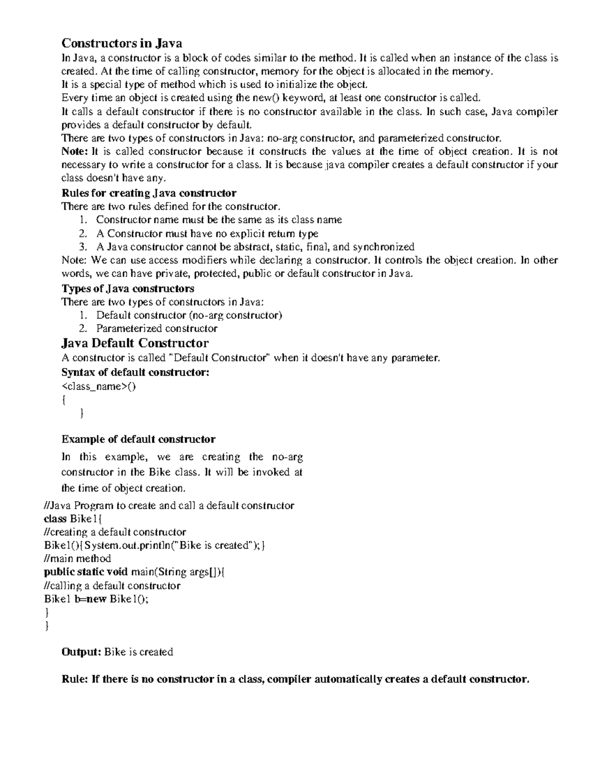 Java Chapter 2: Understanding Constructors in Java - Studocu