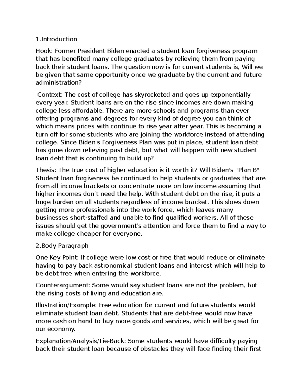 ENG190 Module 4-2 Outline: The Impact of Student Loan Forgiveness - Studocu