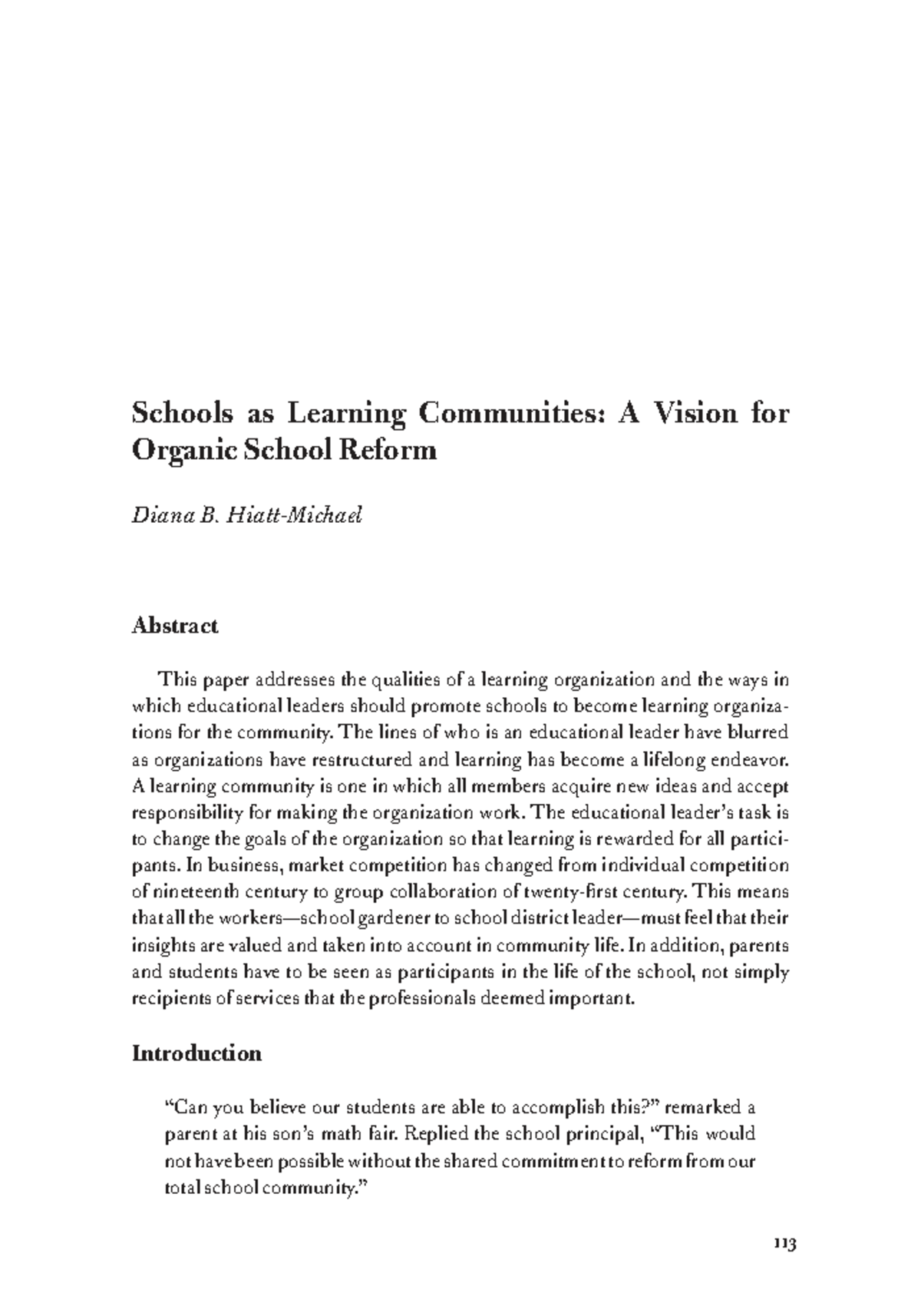 EDUC 301: Schools as Learning Communities - A Vision for Reform - Studocu