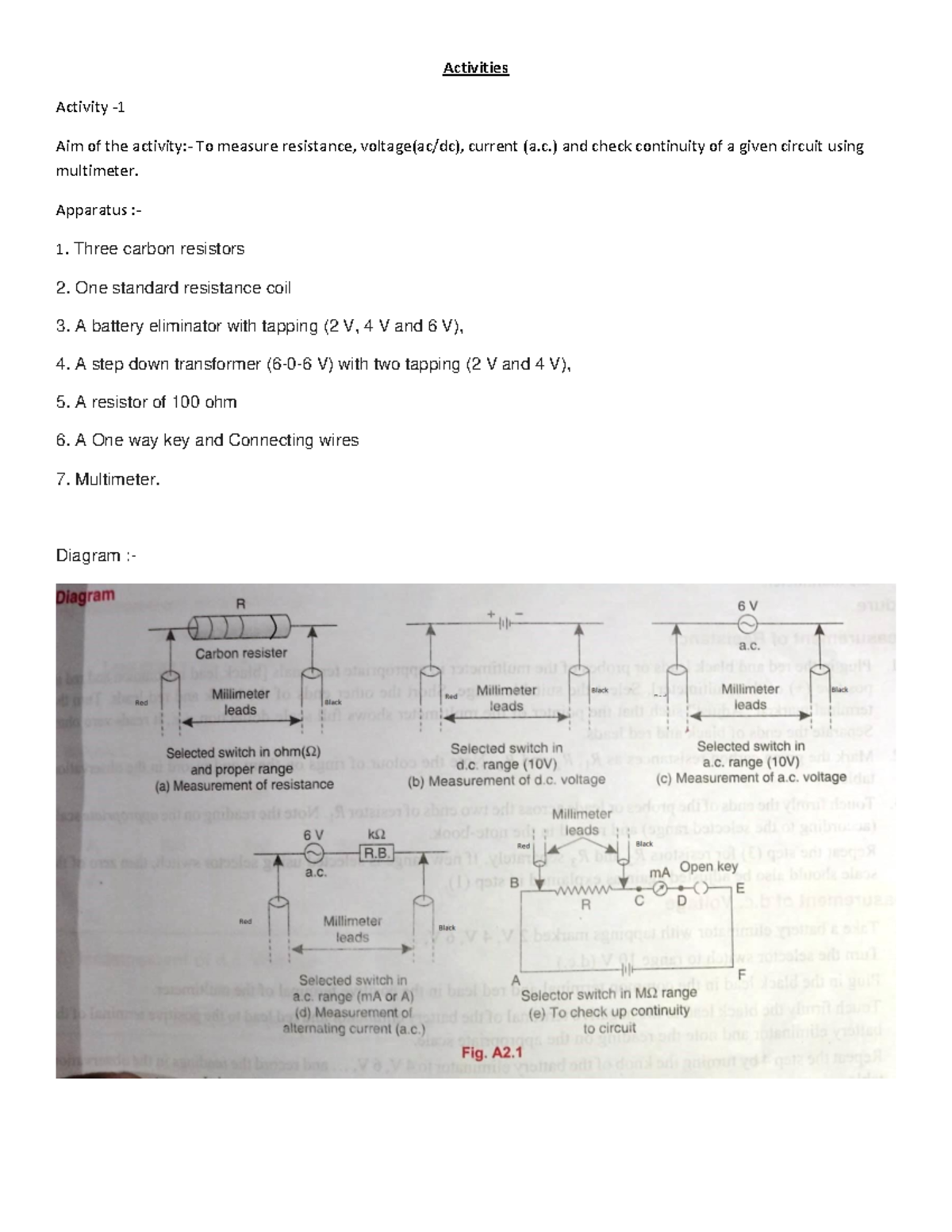 Activities on Measuring Resistance and Circuit Assembly (ENG101) - Studocu