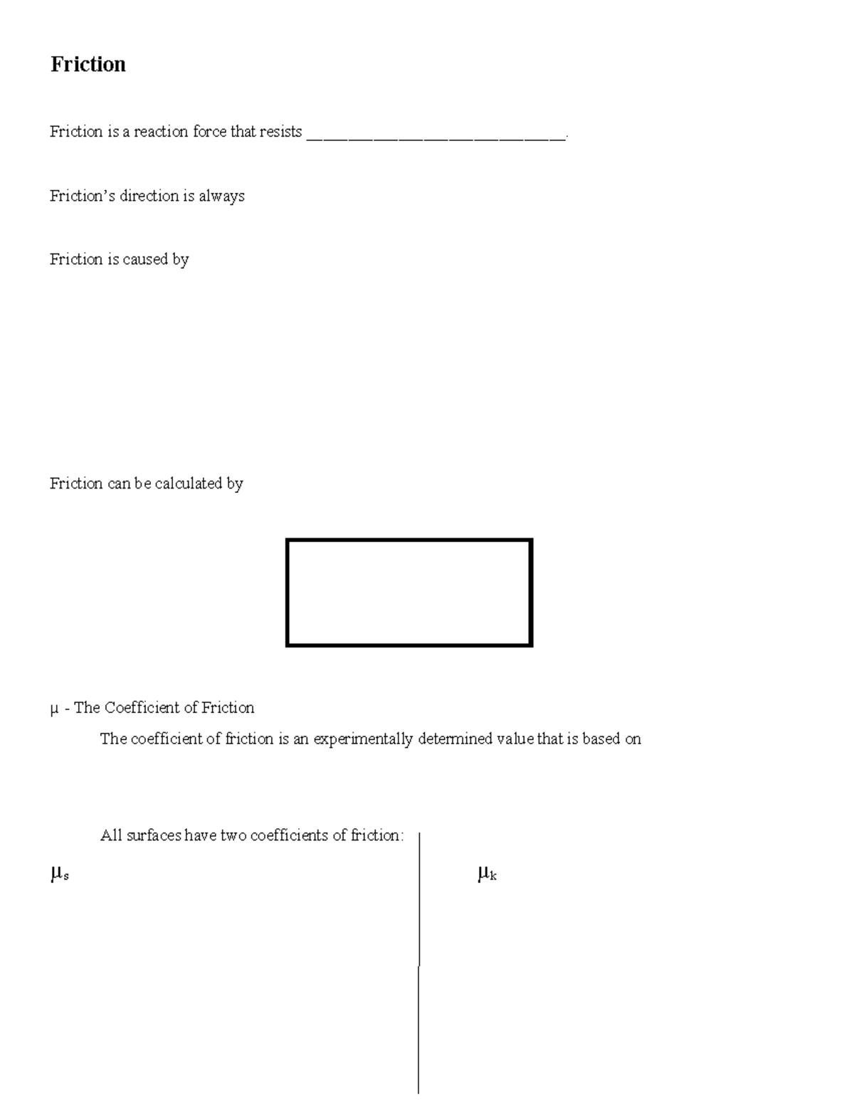 Friction Notes - Understanding Coefficients of Friction in Physics ...