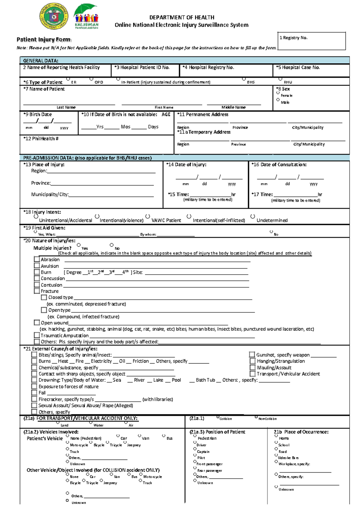 Online National Electronic Injury Surveillance System Form - Oneiss 6 ...