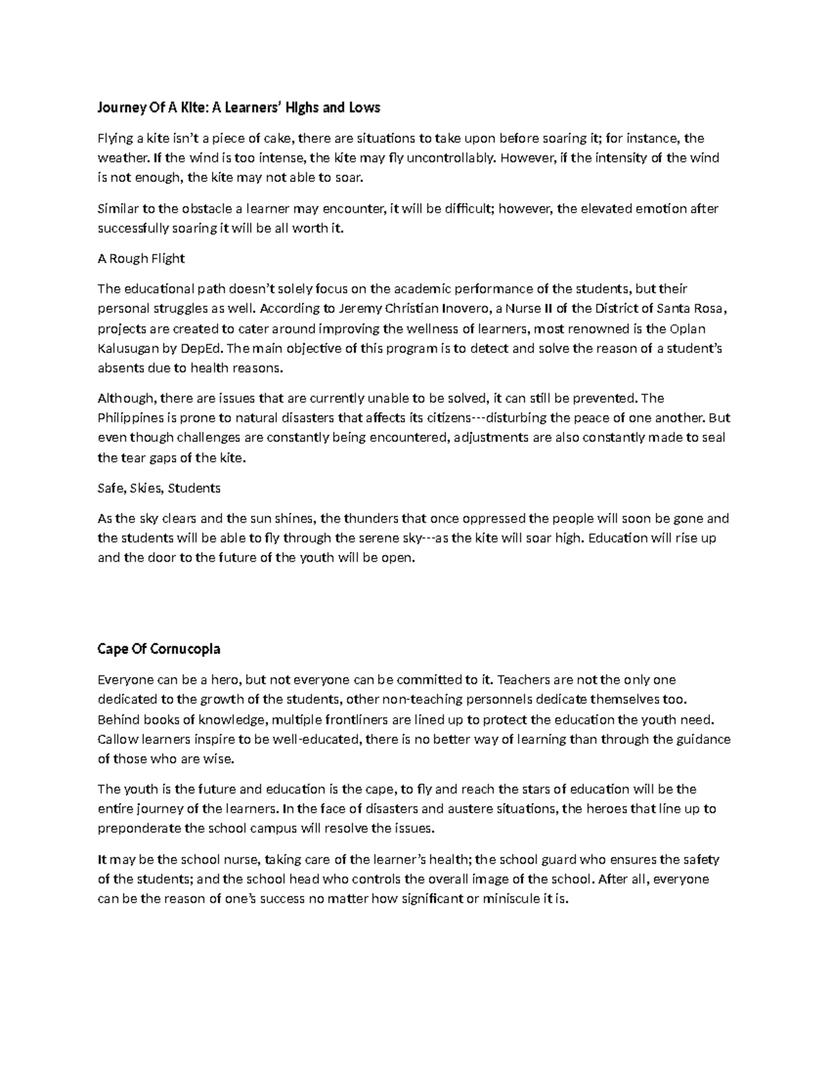 Journey of a Kite: Navigating Challenges in Education (EDU 101) - Studocu