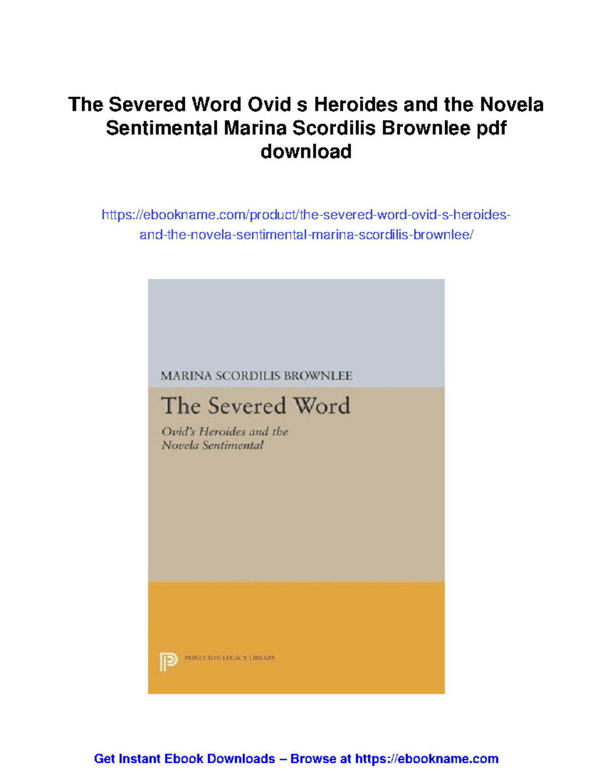 The Severed Word: Ovid's Heroides & Novela Sentimental Analysis - Studocu