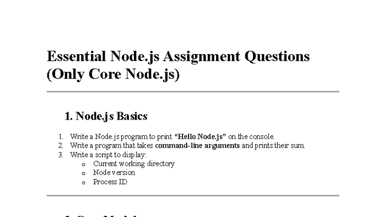 Node.js Assignment Questions (Core Node.js Essentials) - Studocu