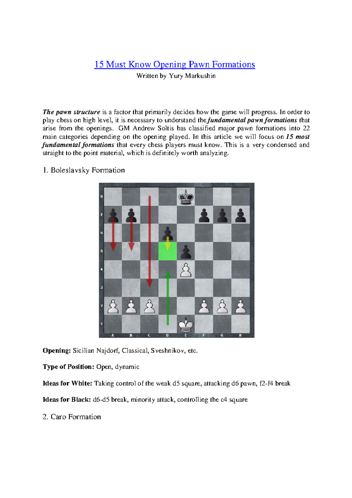 15 Essential Pawn Formations for Chess Openings - Studocu