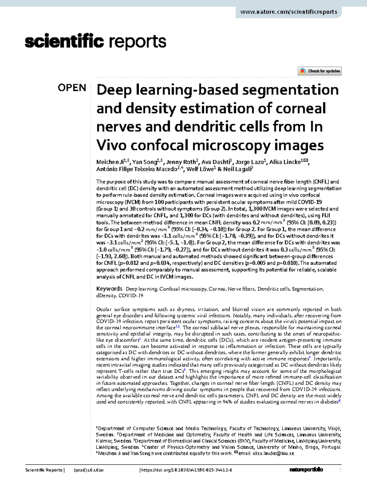 Deep Learning for CNFL and DC Density Estimation in IVCM Images (Course ...