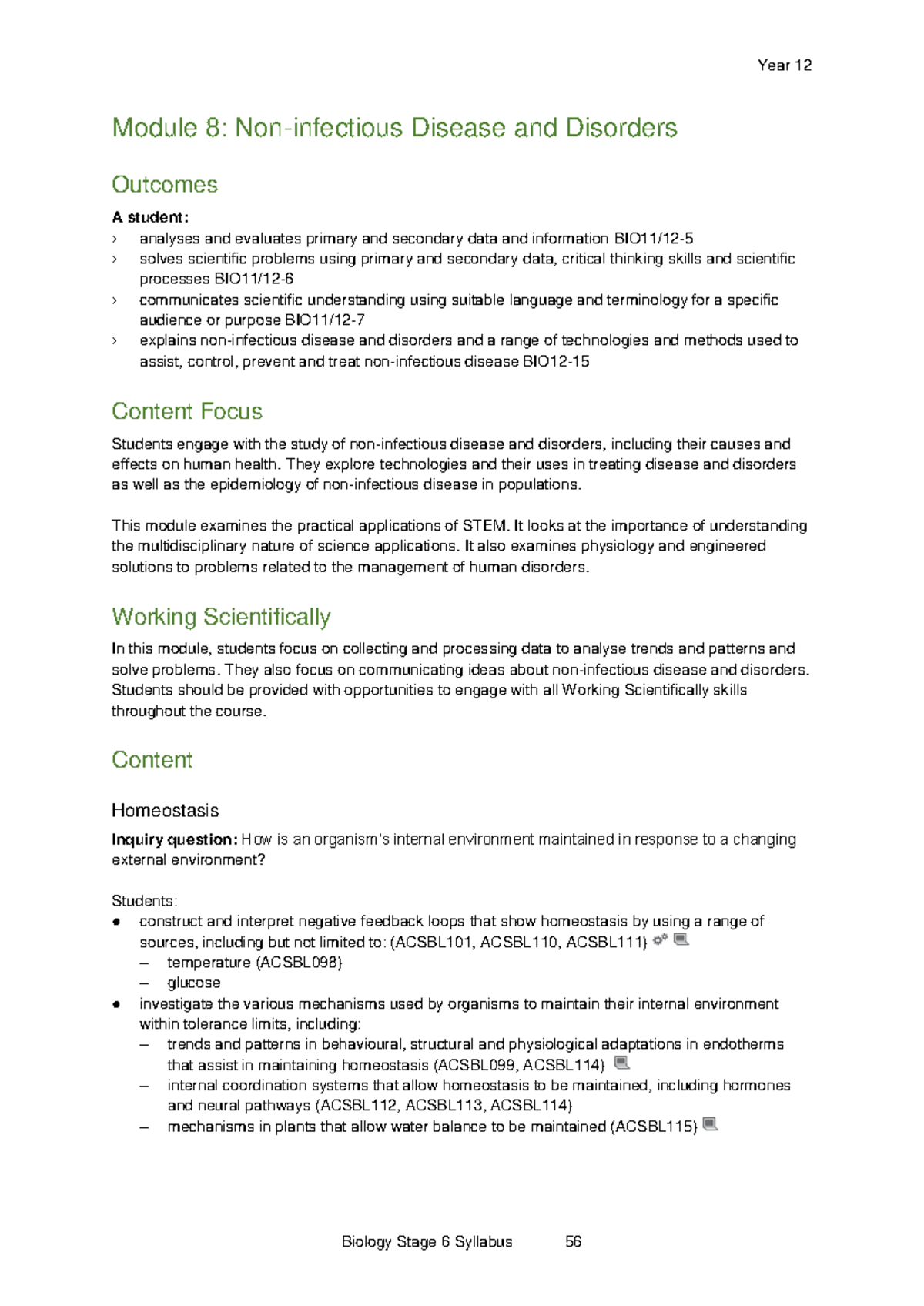 Biology Stage 6 Syllabus: Module 8 - Non-Infectious Disease & Disorders ...