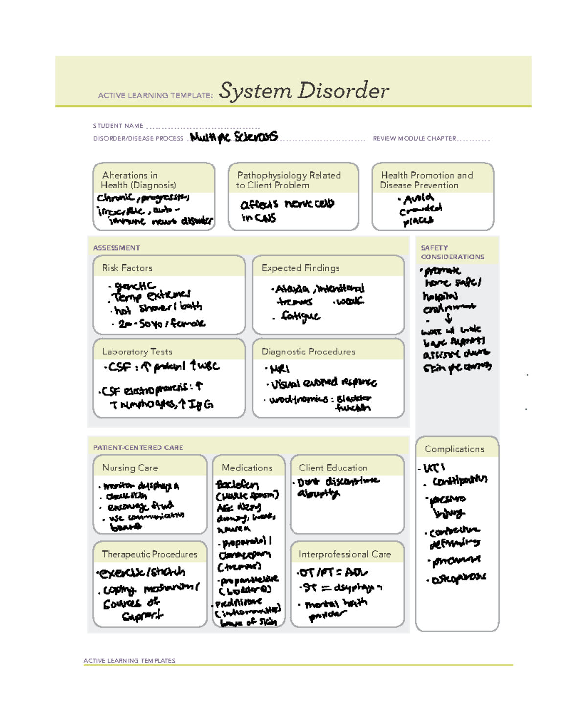 Comprehensive A TEMP Notes: System Disorder & Health Alterations - Studocu
