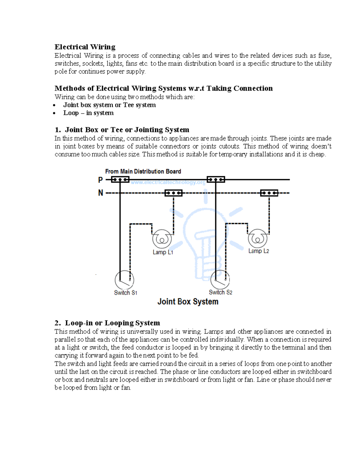 Electrical Wiring Systems: Methods, Types, and Applications - Studocu