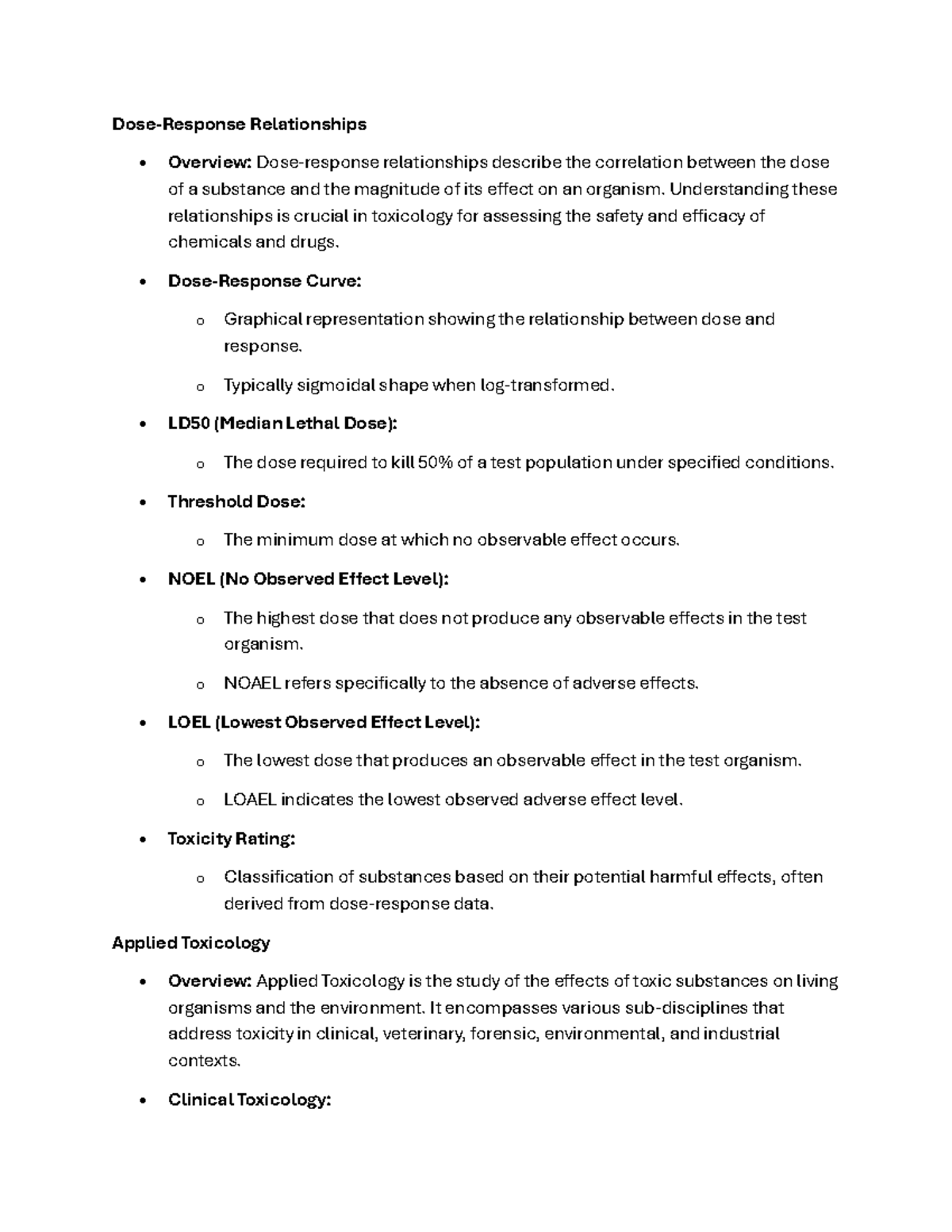 Toxicology Principles, Effects & Applications: Overview and Key ...